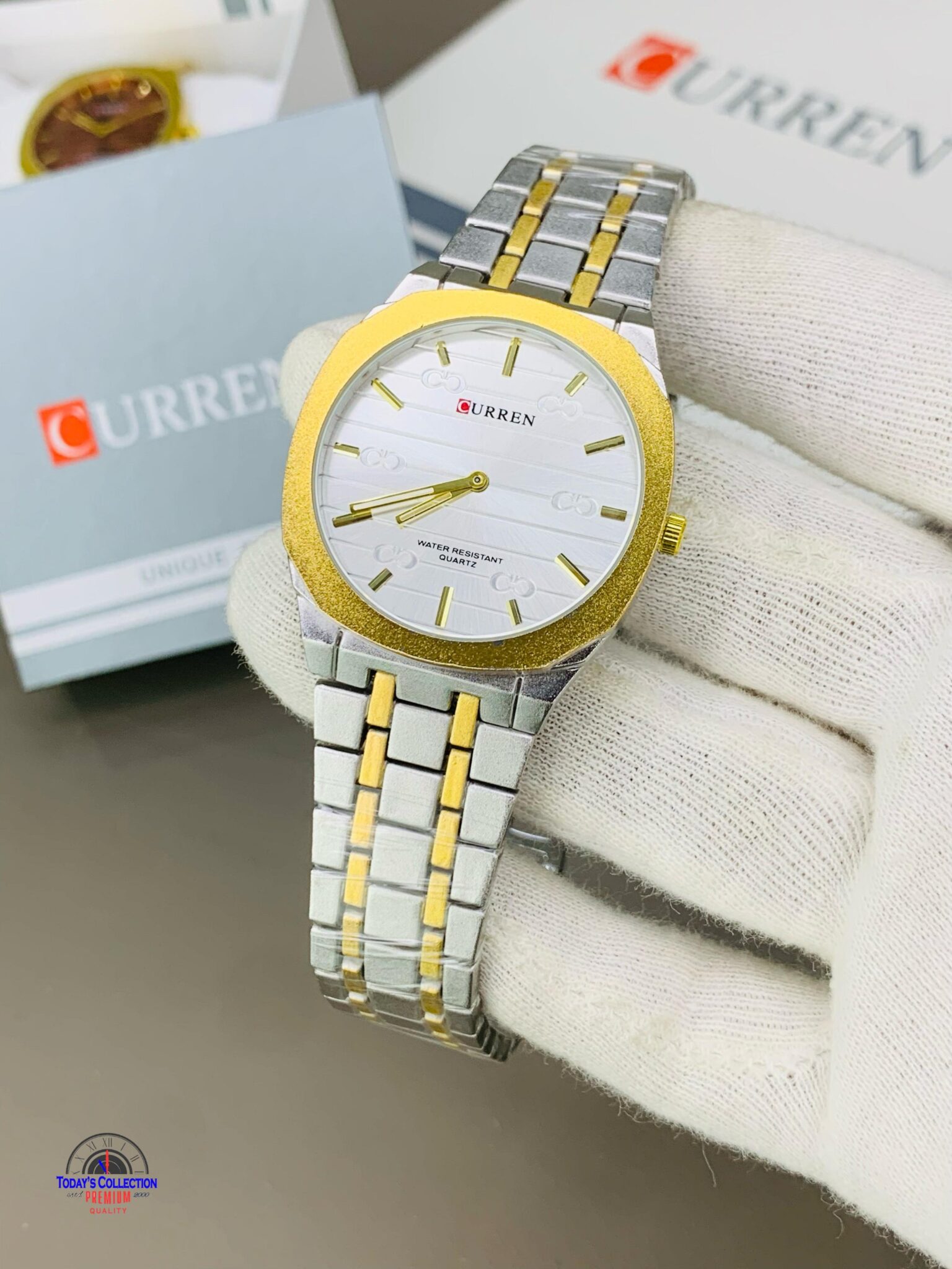 Curren Slim Dial ( Twontone Golden Chain White Dial ) - Buy 100 percent ...